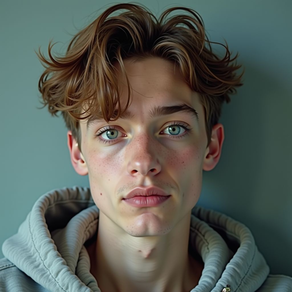 **Description of the Character:** He is a young man with a **calm** and ...